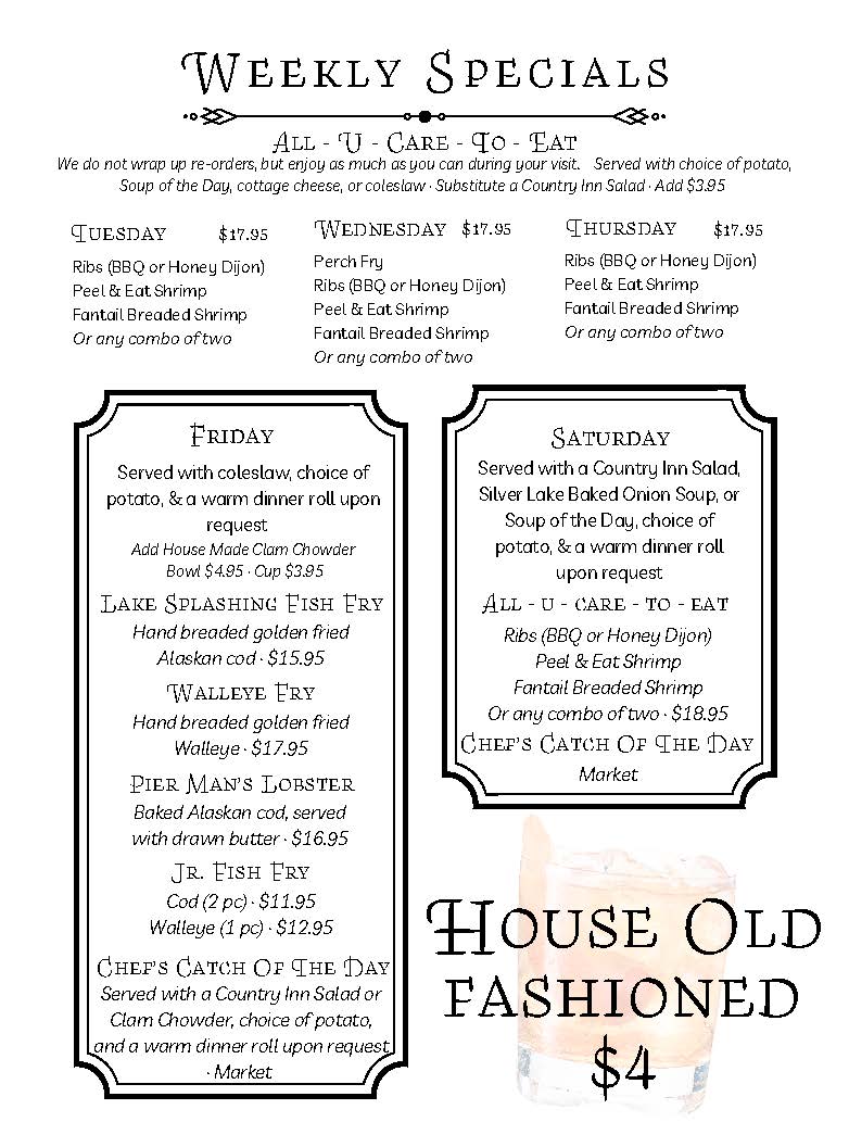 Silver Lake Country Inn - Products and Services